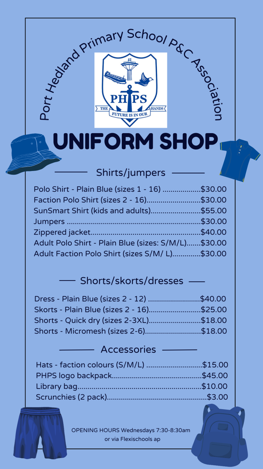 Uniform price list – Port Hedland Primary School
